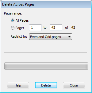 Delete objects across pages